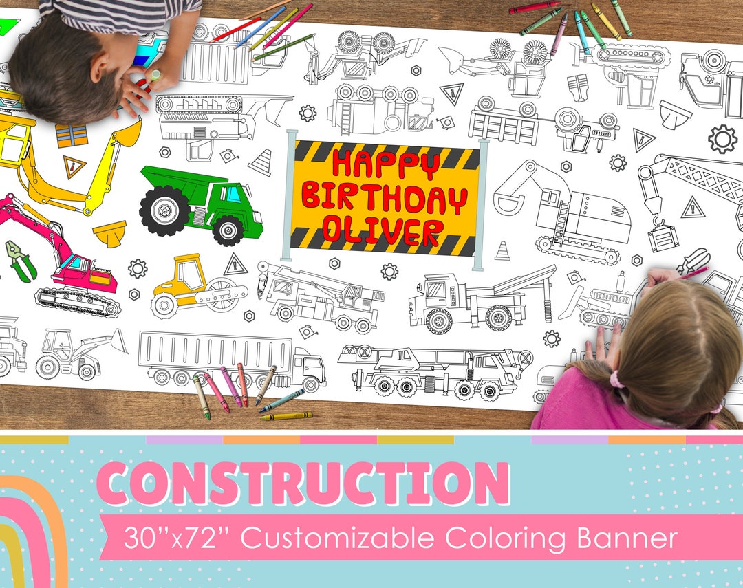 GIANT Construction Coloring Banner | Coloring Poster | School Activity ...