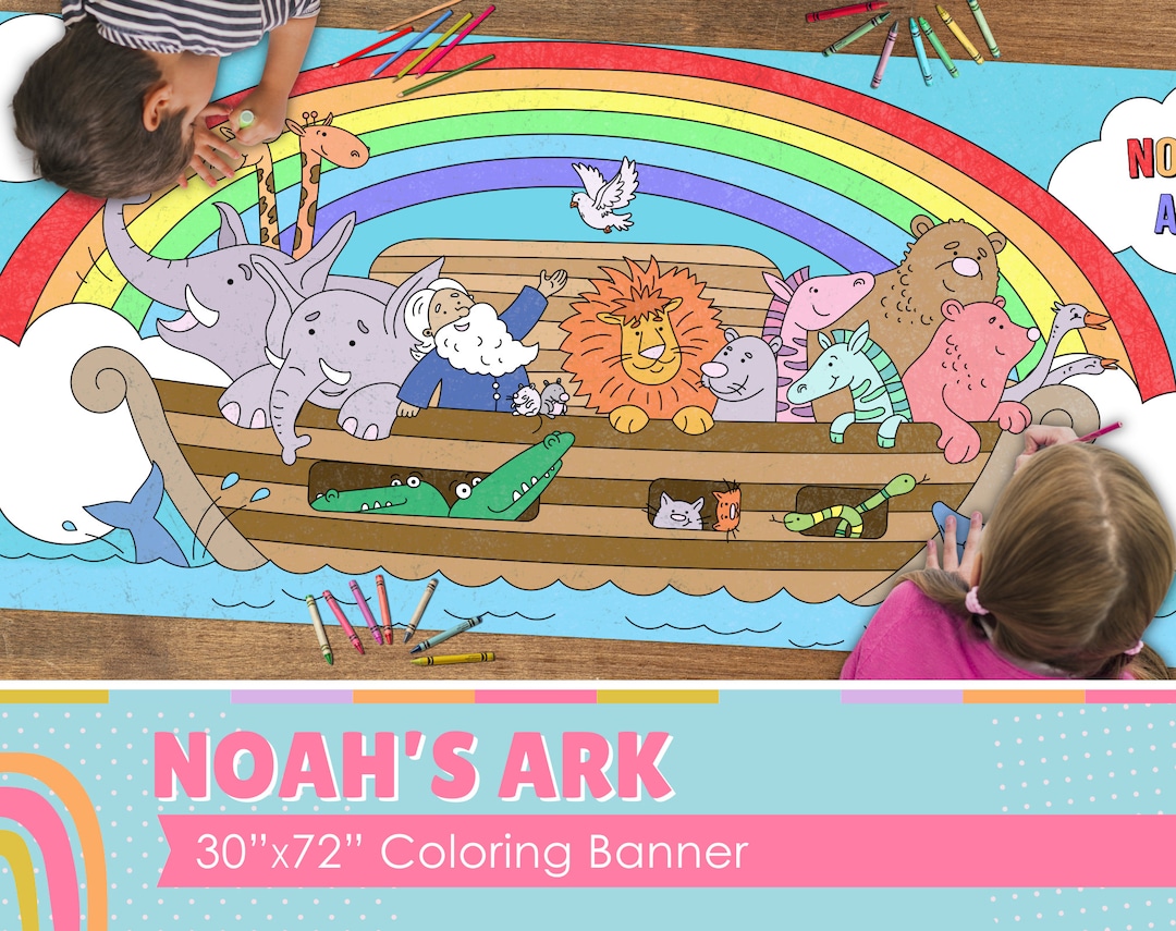 GIANT Noah's Ark Bible Story Coloring Banner | 6 Feet Long | 30" X 72 ...