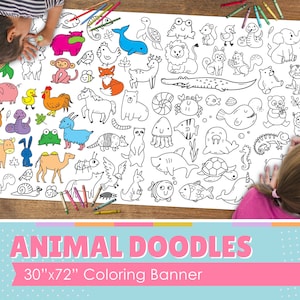 GIANT Animals Coloring Banner or Table Cover | Paper Coloring ...