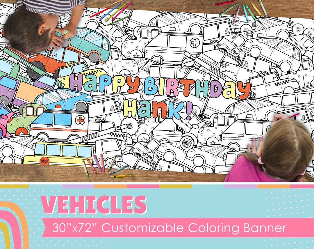 GIANT Cars and Vehicles Coloring Banner | Coloring Poster | School ...