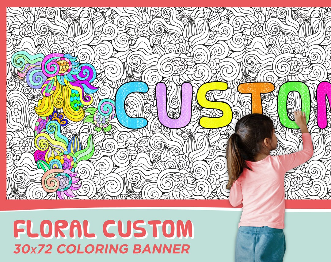 GIANT Floral Coloring Banner 6 Feet Long Paper Tablecloth Covering to ...