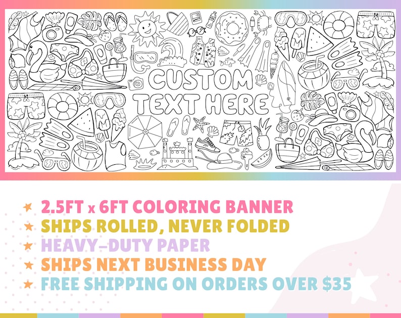 GIANT Big Summer Fun | Coloring Poster | School Activity | Kids ...