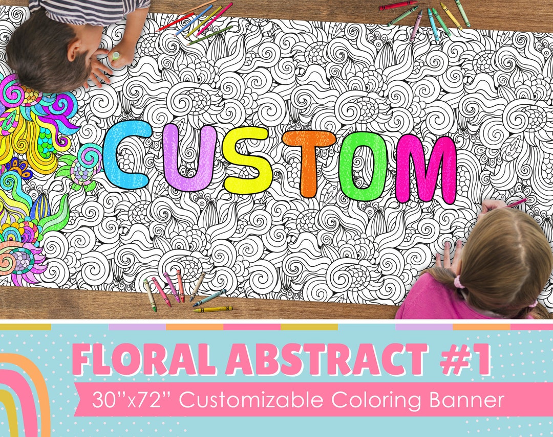 GIANT Floral Coloring Banner | 6 Feet Long | Paper Tablecloth Covering ...