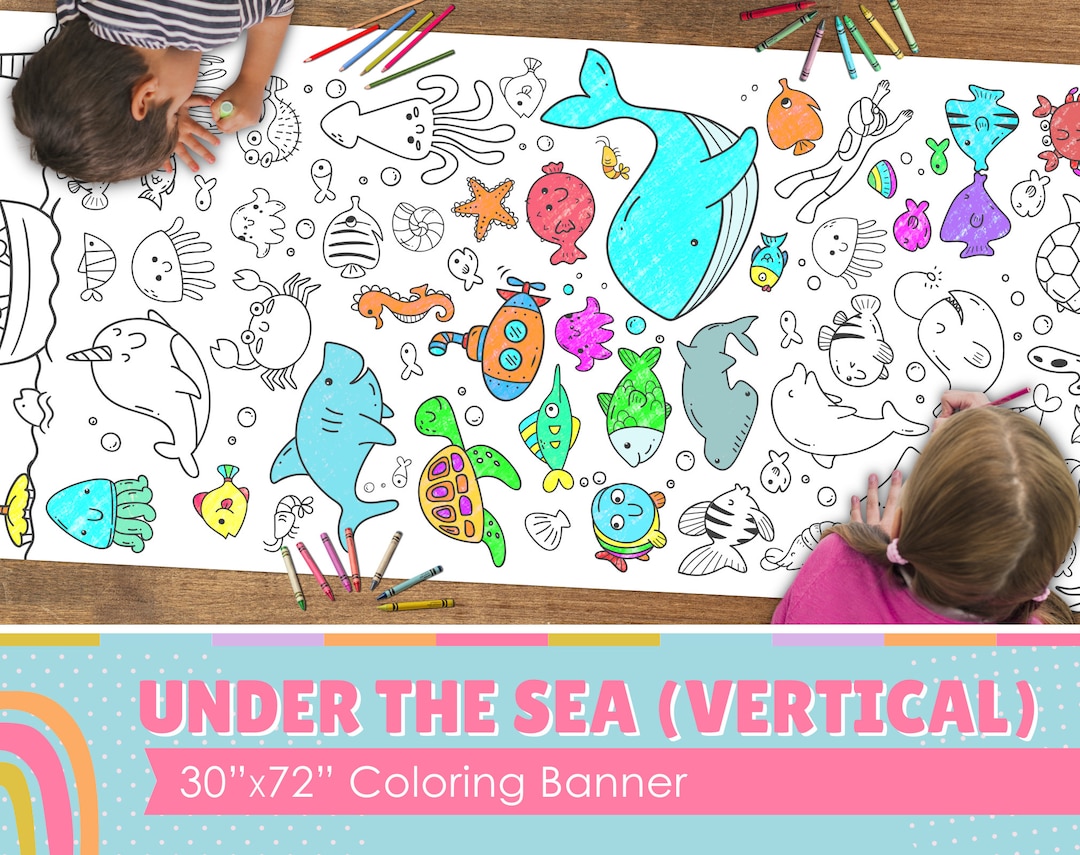 GIANT Under the Sea Coloring Banner Poster | 6 Feet Tall | 30" X 72 ...