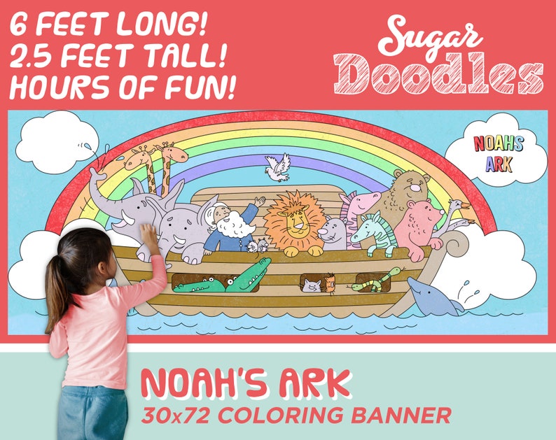 Noah's Ark Bible Story Coloring Banner - Etsy Noah's Ark Bible Story Coloring Banner - Etsy