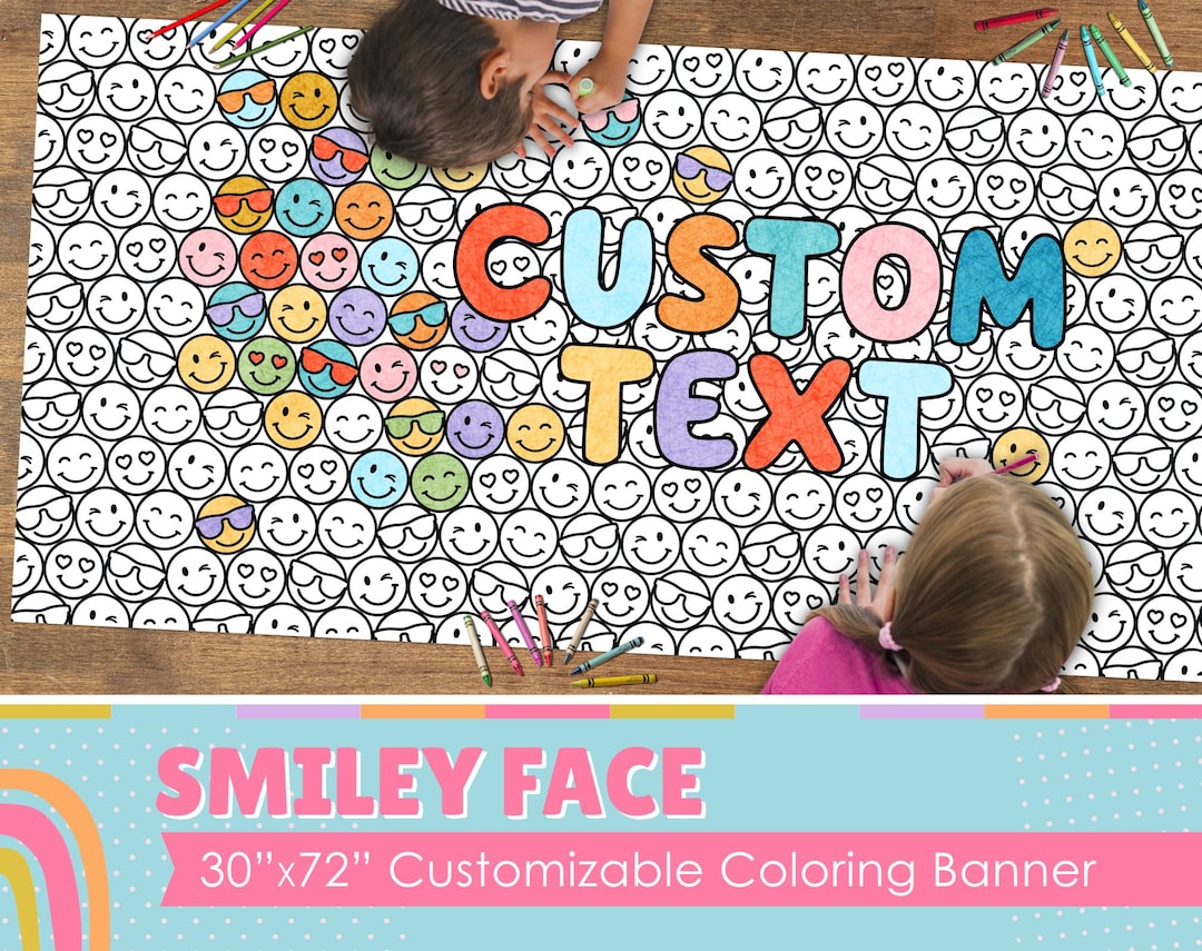 GIANT Smiley Face Coloring Banner Poster | 6 Feet Long | 30" X 72 ...