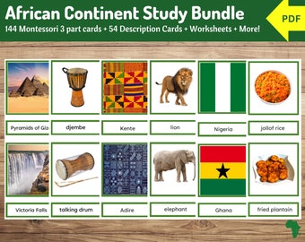 Culture of Africa color-coded Montessori Continent Cards - Etsy