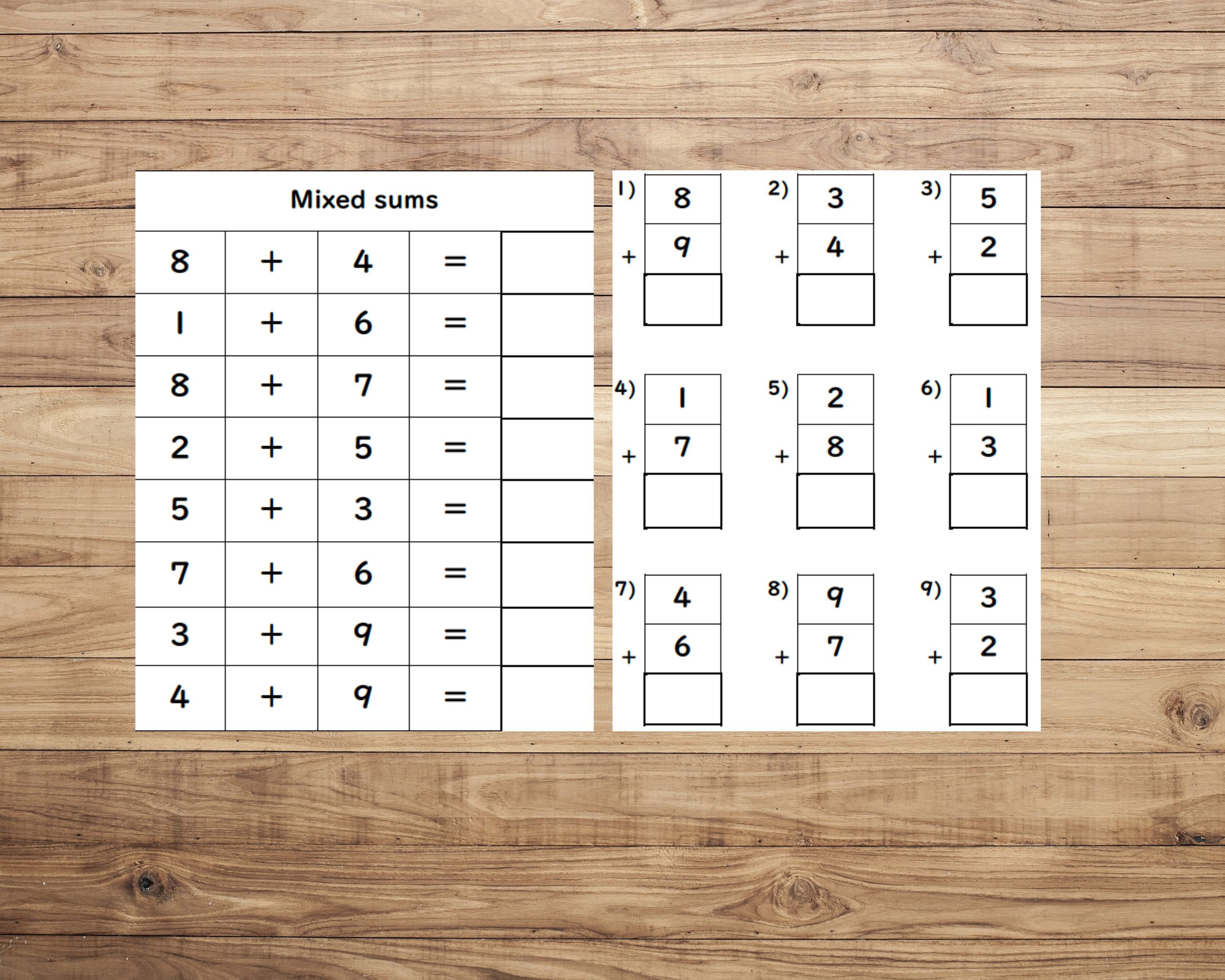 Montessori Addition Tables Worksheet | Maths Activity Cards - Etsy