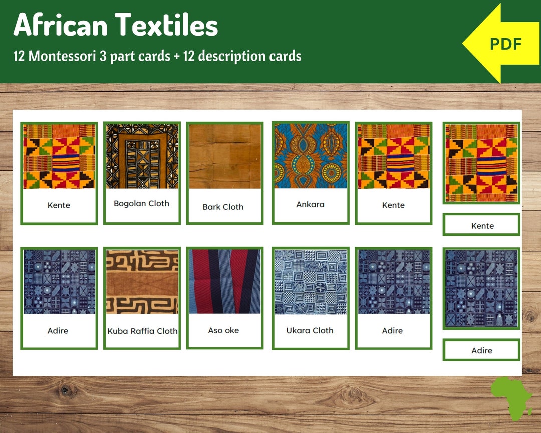 African Textiles Montessori 3-part Cards | Learn About African Culture ...