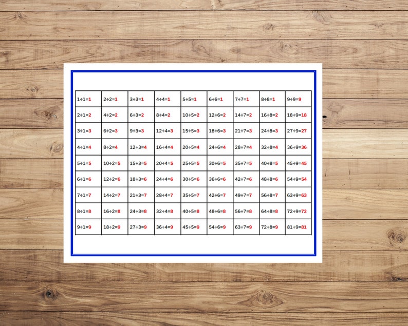 Montessori Division Tables 55 Pages of Practice Worksheets 1 Control ...