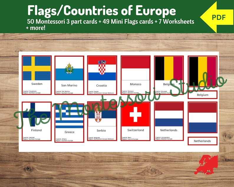 Flags of Europe | Montessori Geography | European Countries & Capitals ...