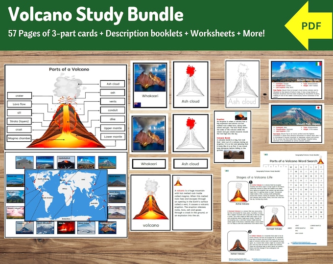 Volcano Foldable Activity Earth Geography Science Learning Montessori ...