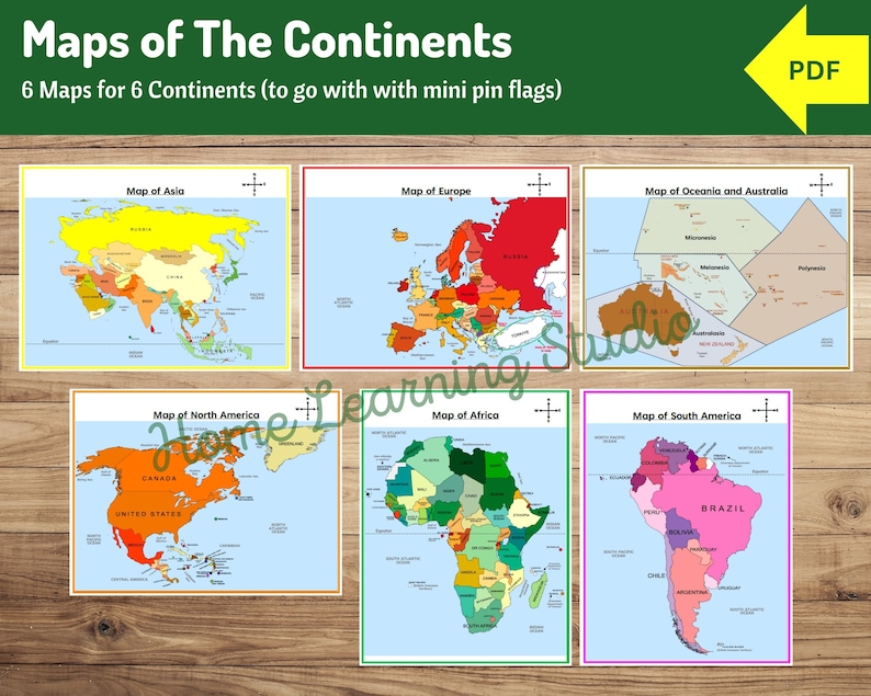 Mapas de los continentes / 6 mapas para 6 continentes para combinar con ...