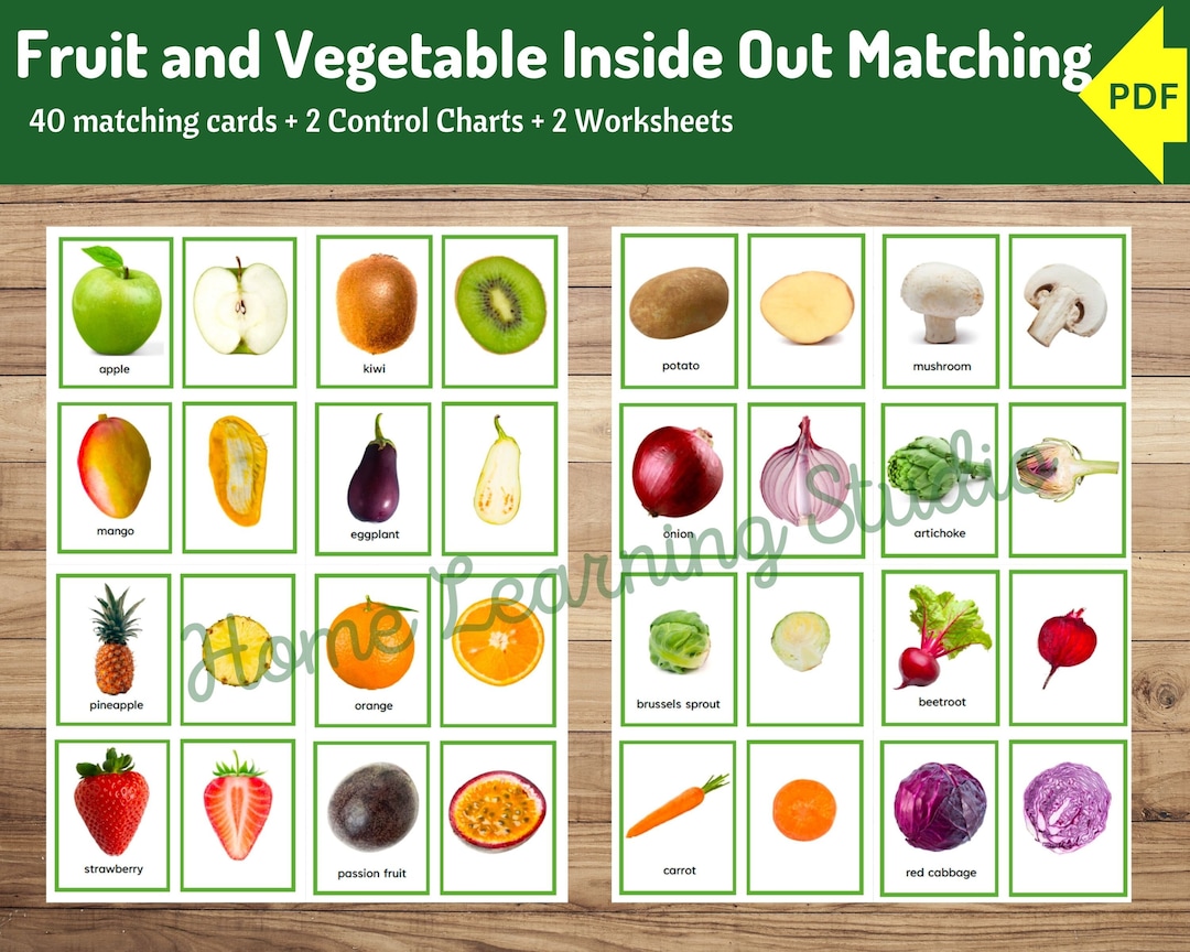 Fruits and Vegetables Inside Out Matching Montessori Cards - Etsy