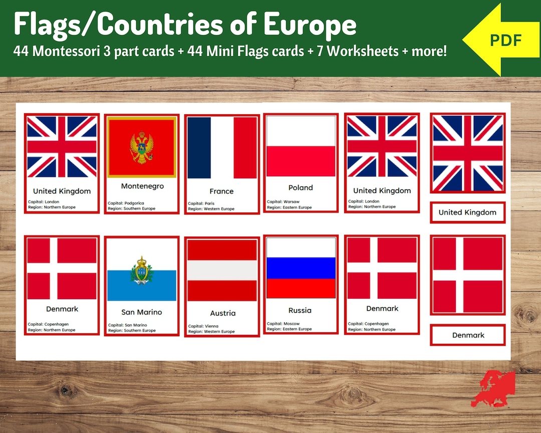 Flags and Countries of Europe Montessori Bundle | European Countries ...