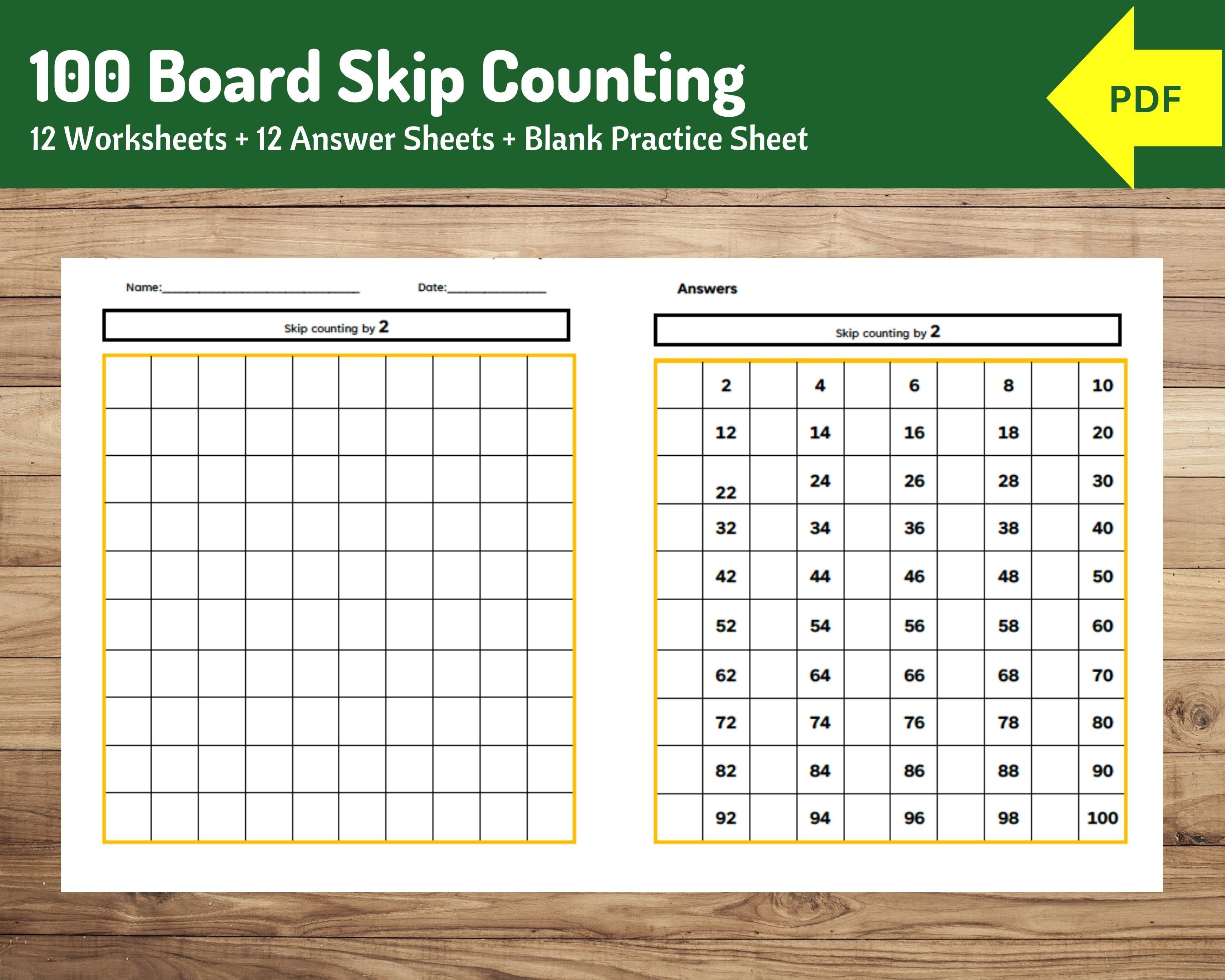 Montessori 100 Board Skip Counting Activity 12 Worksheet - Etsy