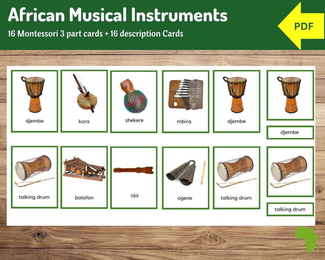 African Musical Instruments 16 Montessori Three Part Cards 16 ... African Musical Instruments 16 Montessori Three Part Cards 16 ...