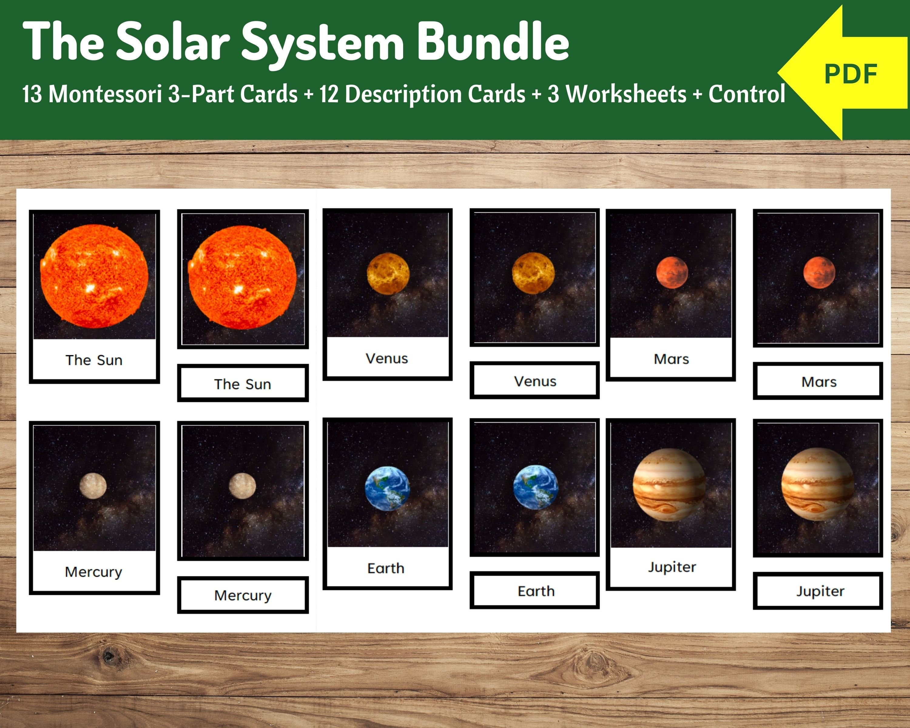 Solar System Montessori Bundle | 3-part Cards + Description Cards ...