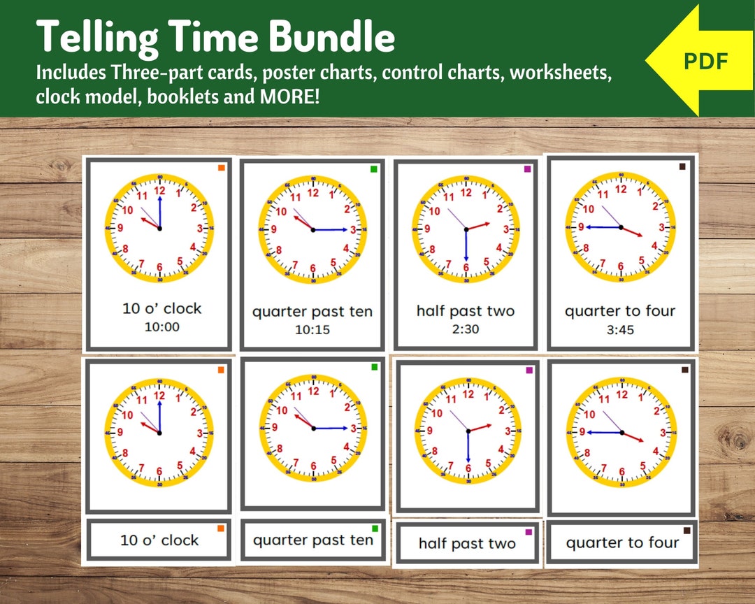 Montessori Time Telling Bundle - Teach Analogue and Digital Clocks - Etsy