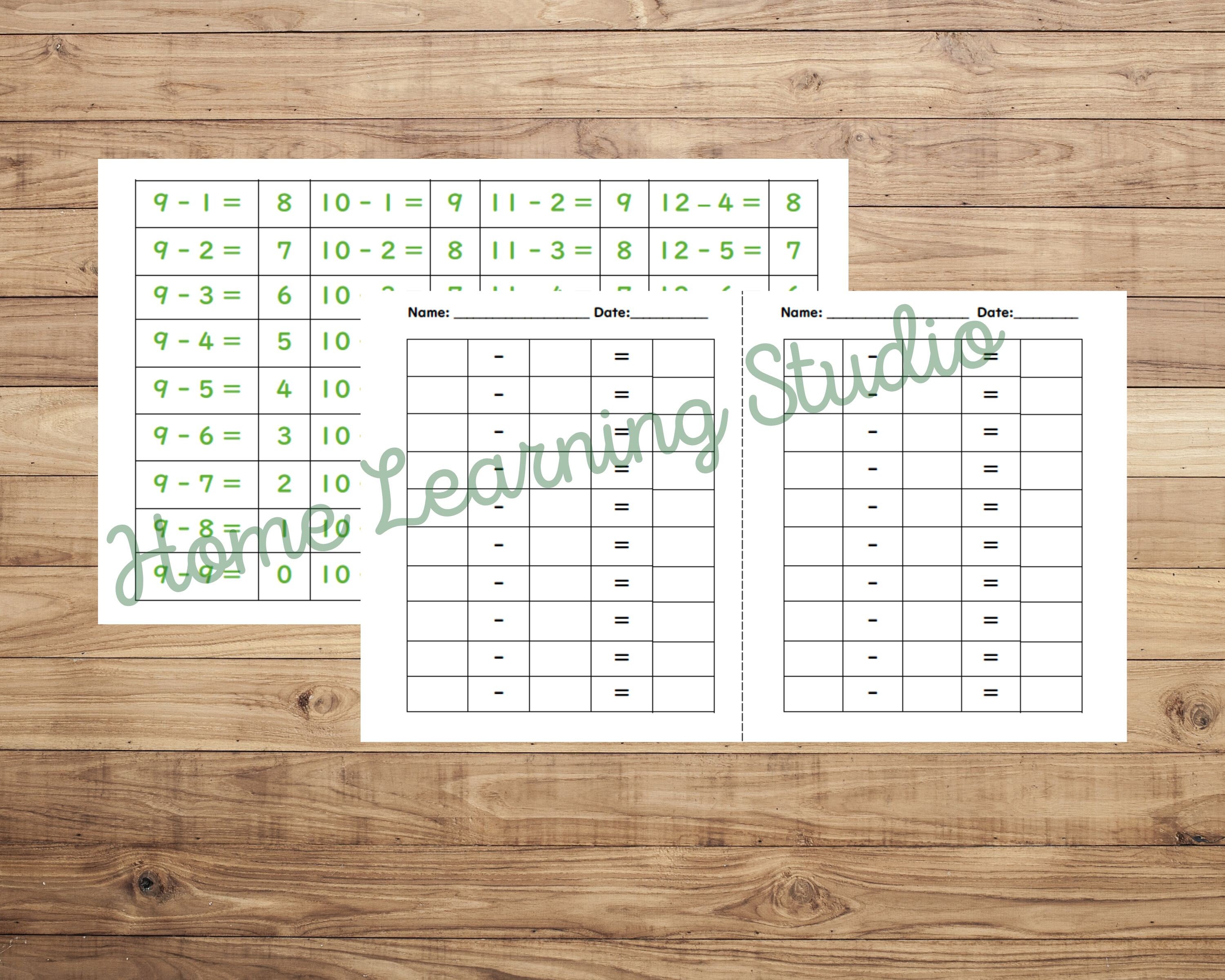 Montessori Subtraction Charts | 6+ Printable Maths Activity Cards ...