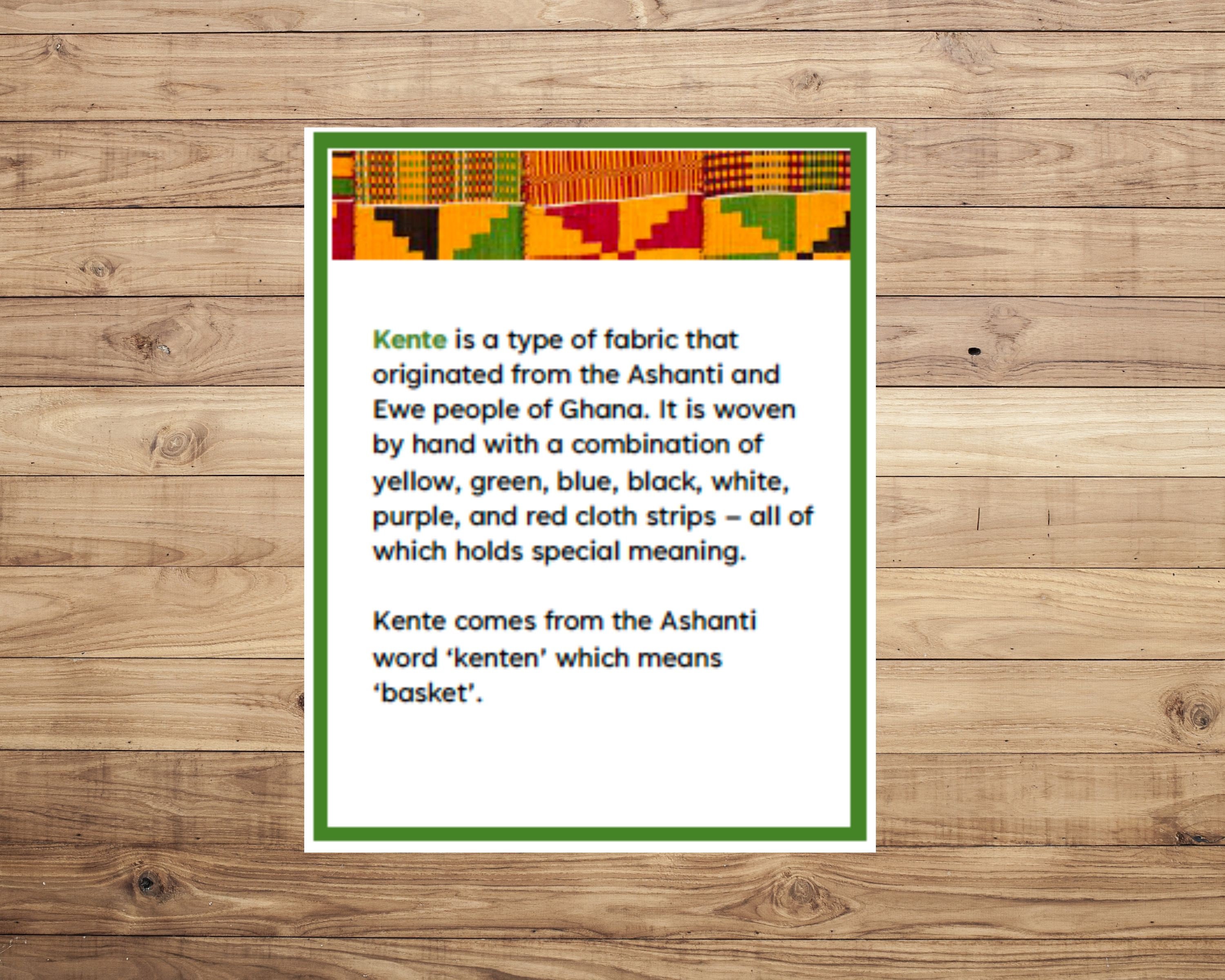 African Textiles 12 Montessori Three Part Cards 12 Description Cards ...
