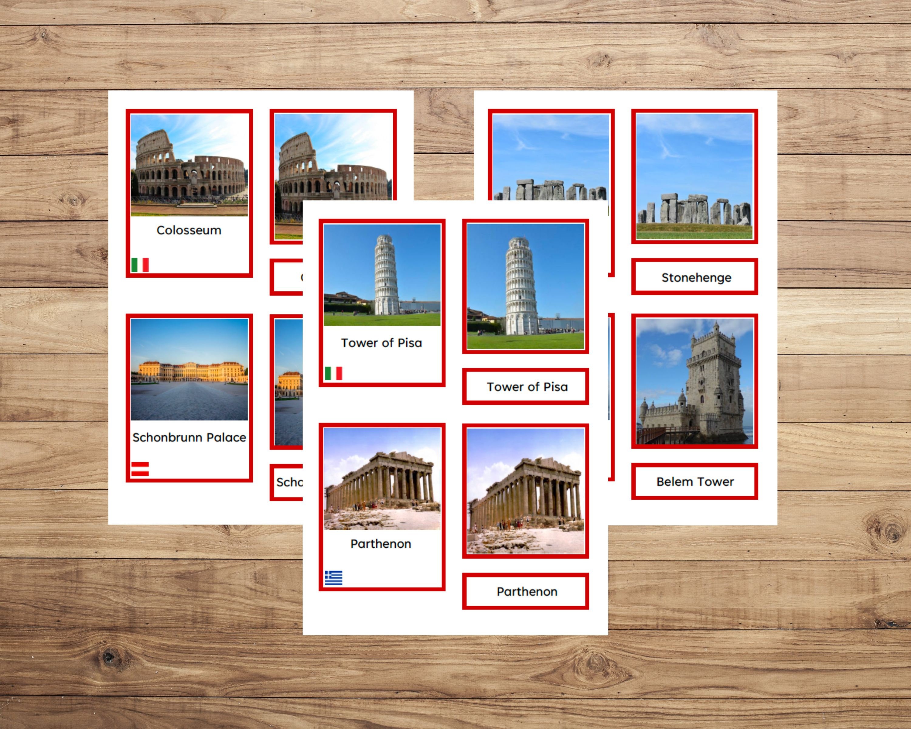 Landmarks of Europe | Montessori Three-part Cards + Postcard-sized ...