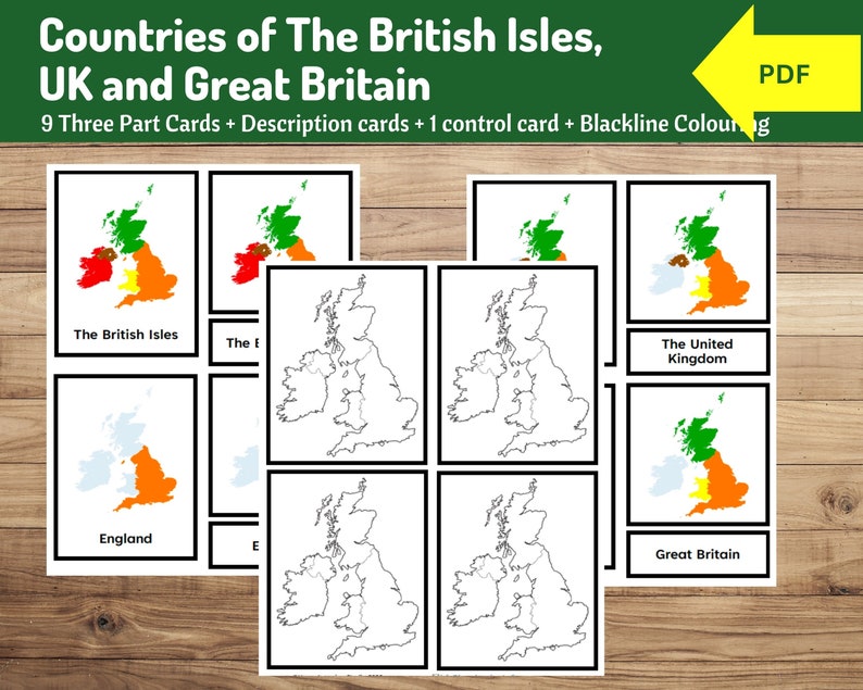 British Isles Montessori Geography Cards (digital Download) - Etsy