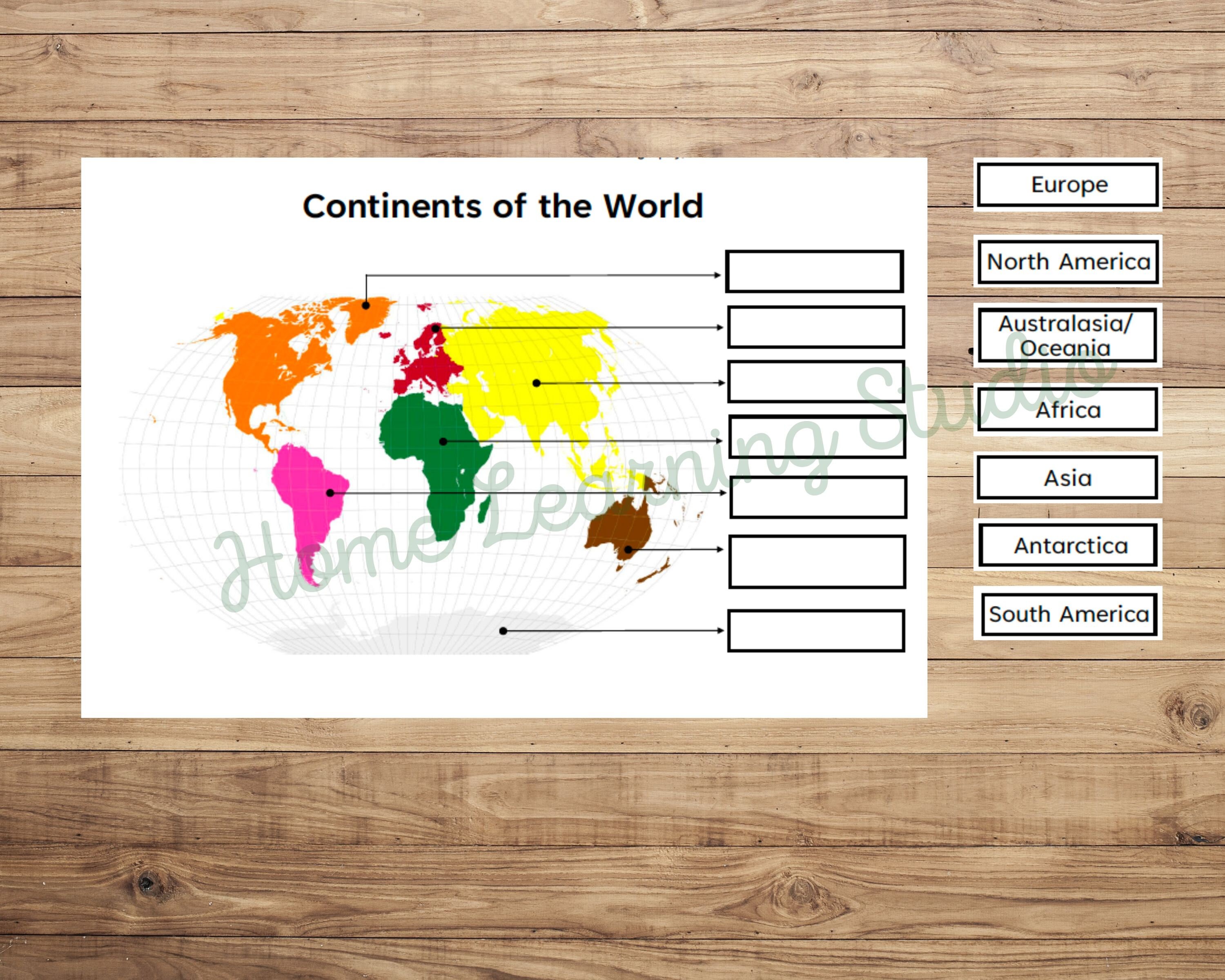 Continents of the World Montessori 3-part Cards Set | Geography ...
