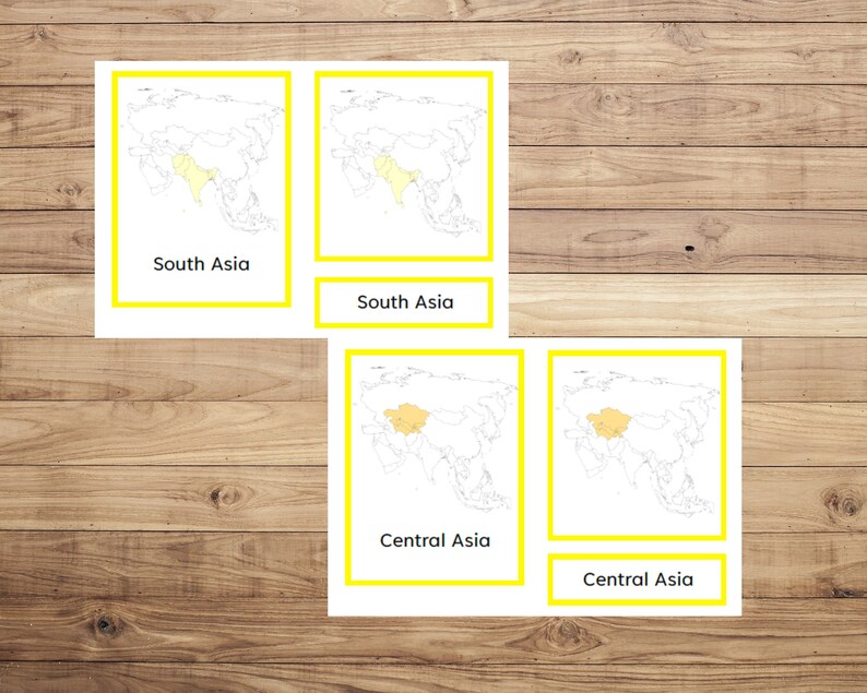 Regions of Asia Montessori Bundle - Sub-regions, 3-part Cards ...