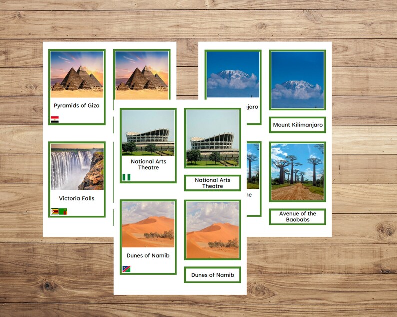 African Continent Bundle 144 Montessori Three Part Cards 54 Description ...
