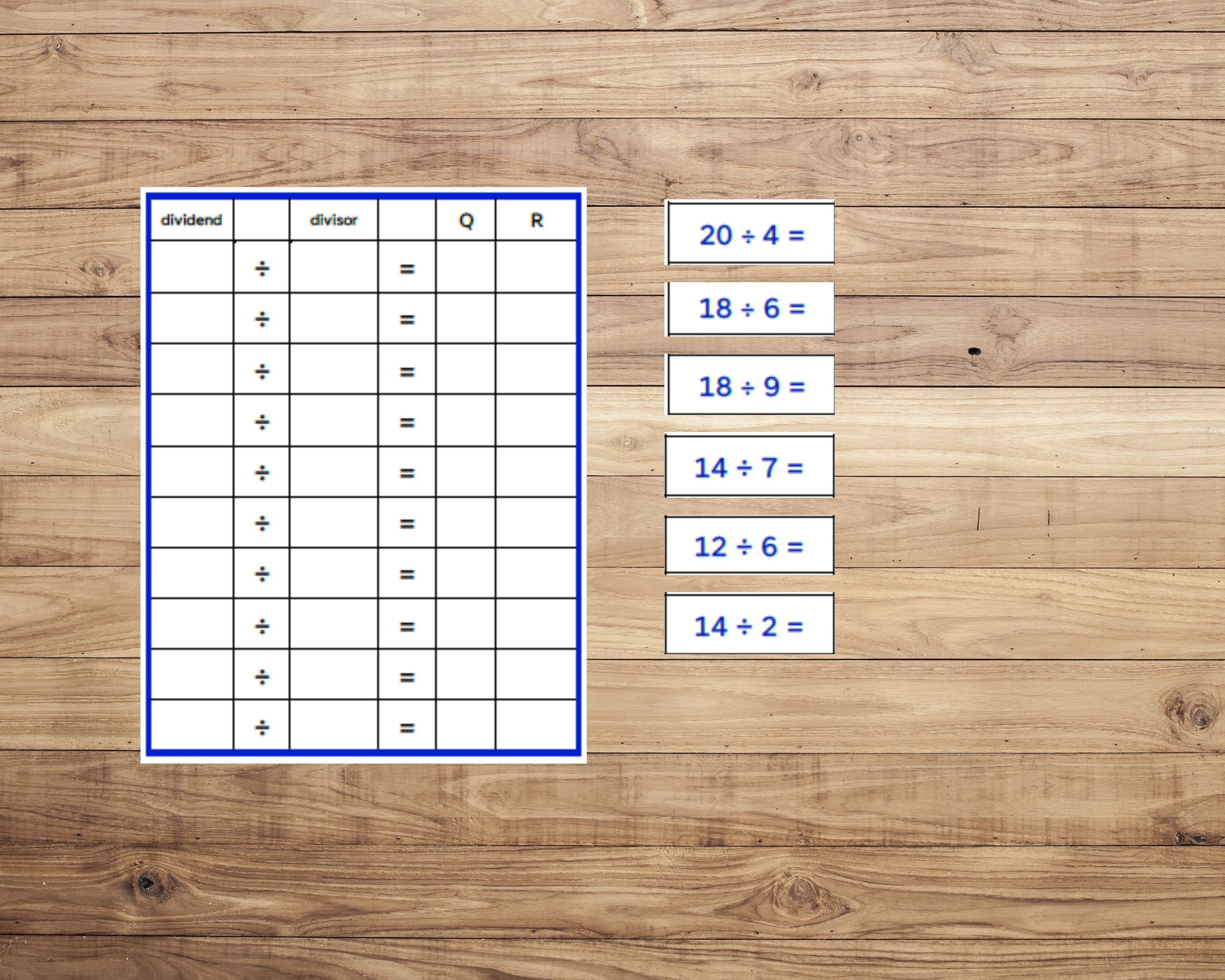 Montessori Division Charts | Division Worksheets & Control | 55 ...