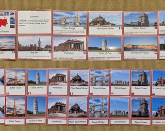 Montessori Continent Cards - Etsy