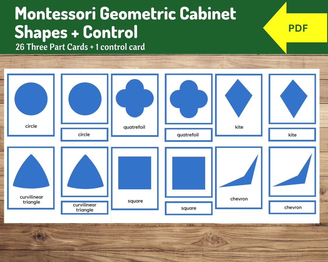 Montessori Geometric Cabinet Shapes | 26 Three Part Cards + 1 Control ...