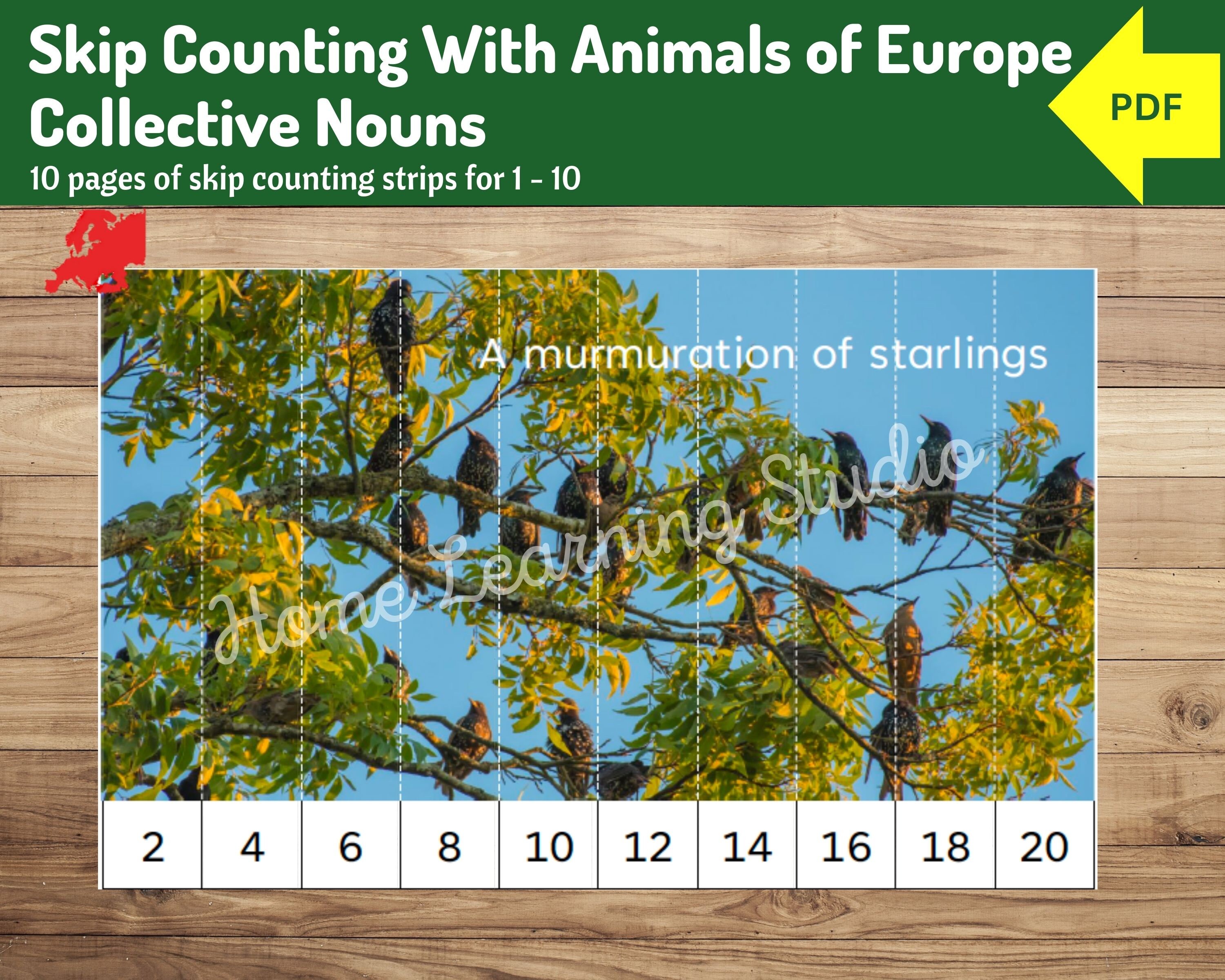 Skip Counting With Animals of Europe | Montessori Multiplication Strips ...
