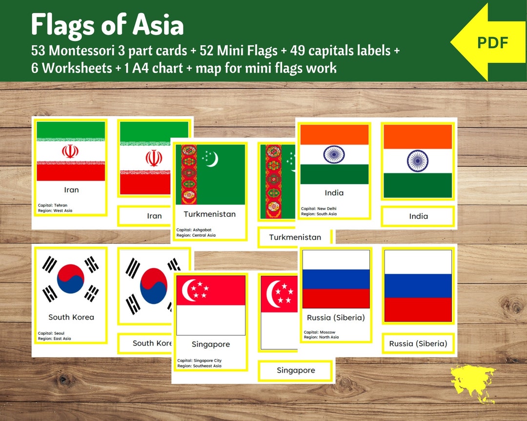 Flags and Countries of Asia Montessori Mega Bundle - Etsy Canada