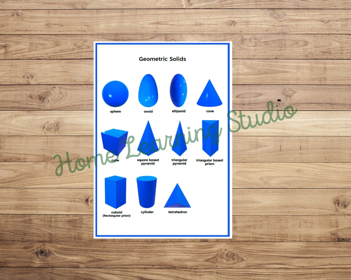 Montessori Geometric Solids Cards | 11 Geometric Shapes | Math for Kids ...