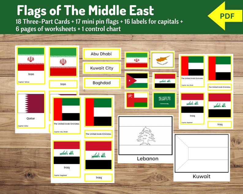 Flags and Countries of the Middle East Montessori Bundle - Etsy