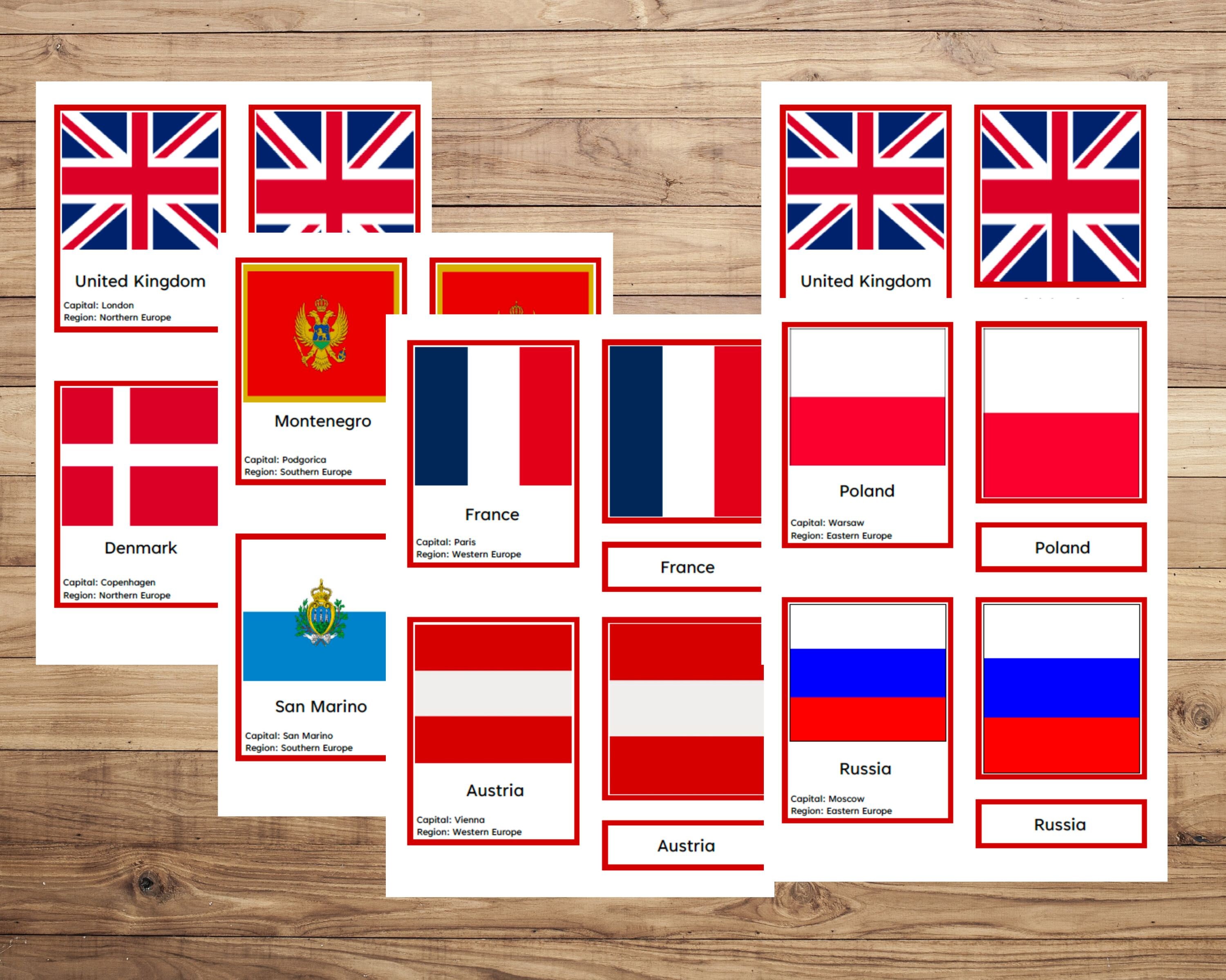 Flags and Countries of Europe Montessori Bundle | European Countries ...