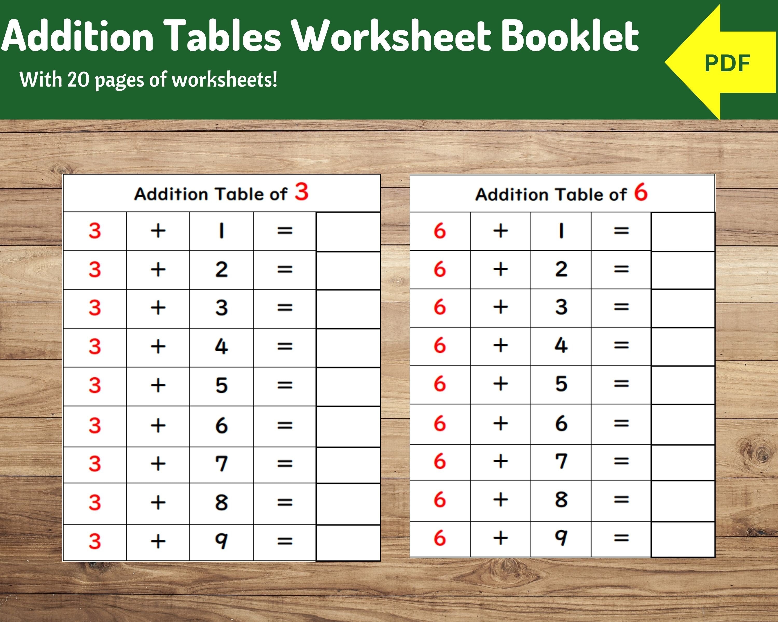 Montessori Addition Tables Worksheet | Maths Activity Cards - Etsy
