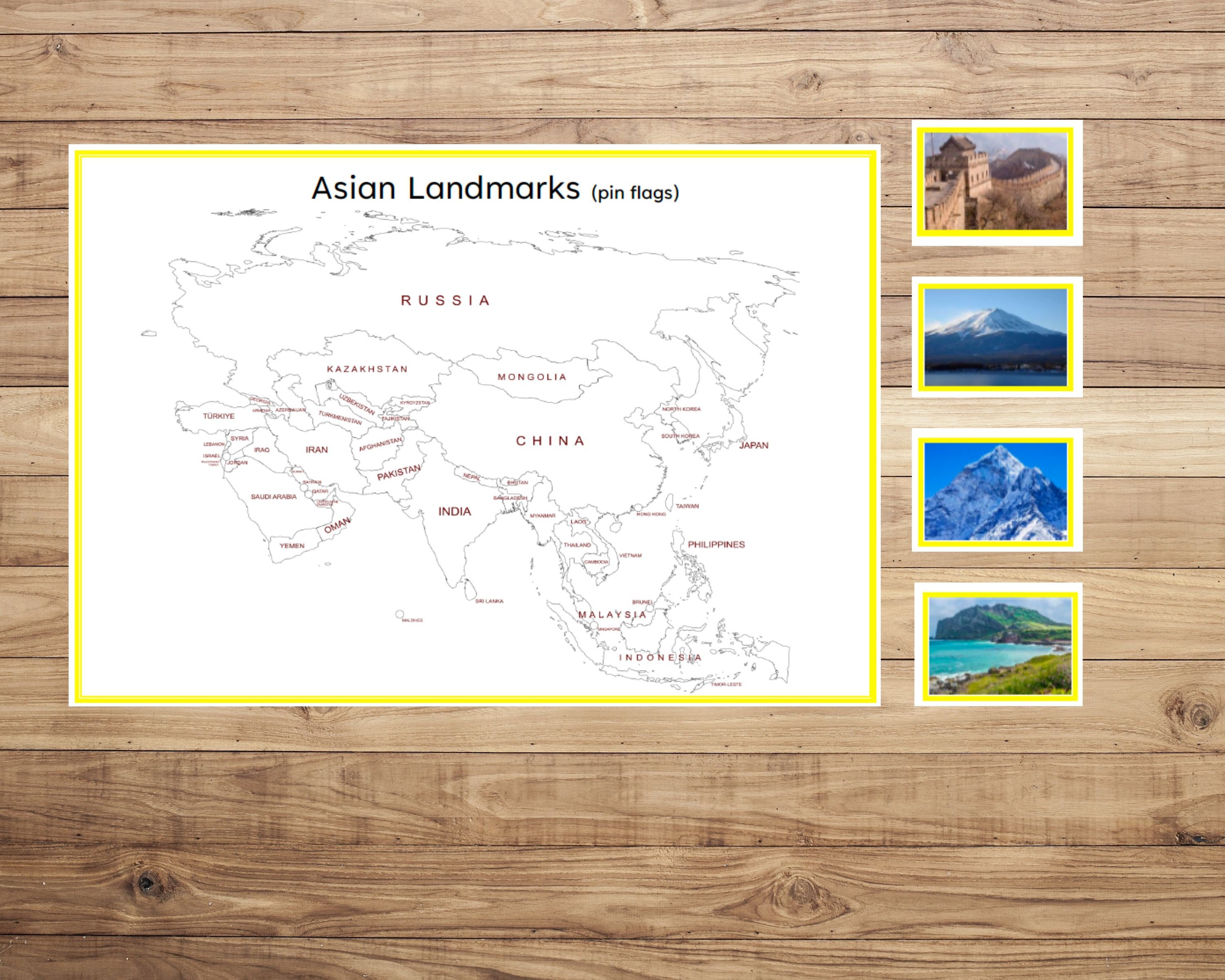 Landmarks of Asia Montessori Bundle | 21 Landmark Cards + Map + Mini ...