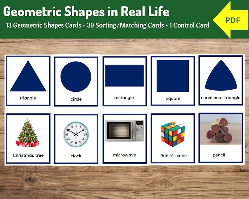 Geometric Shapes in Real Life | 13 Geometric Shapes + 39 Matching Cards ...