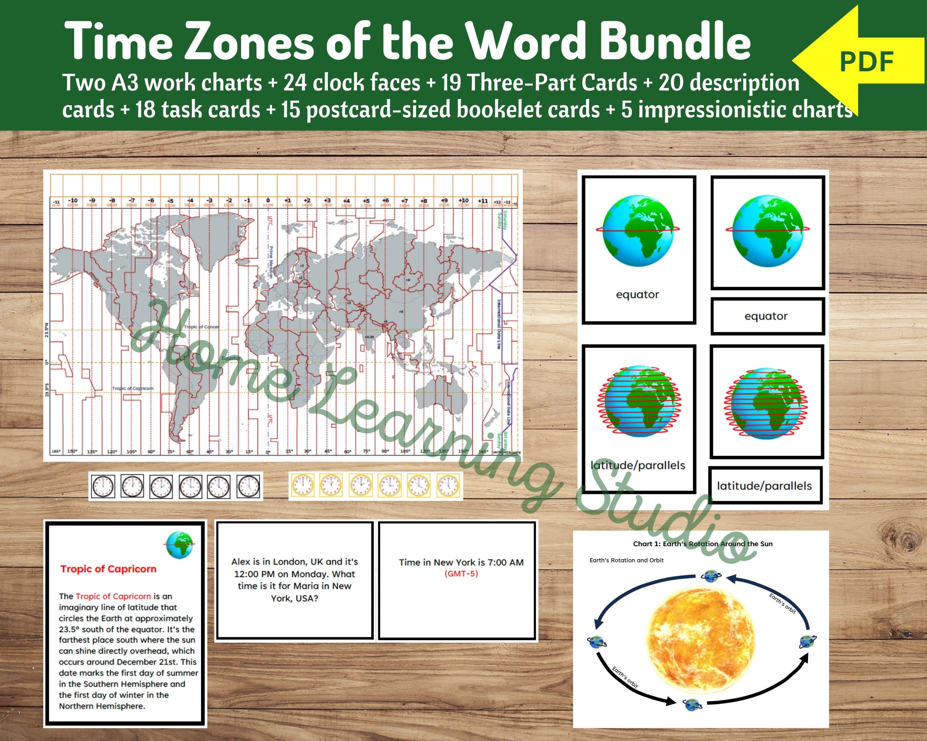 Time Zones of the World Montessori Bundle - Geography and Time Concepts ...