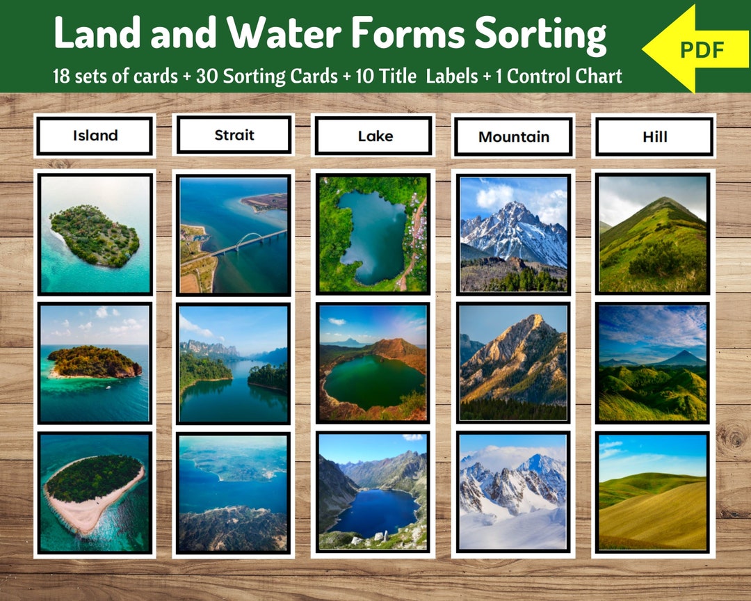 Land and Water Forms Sorting Cards 18 Sets of Cards 30 Sorting Cards 10 ...