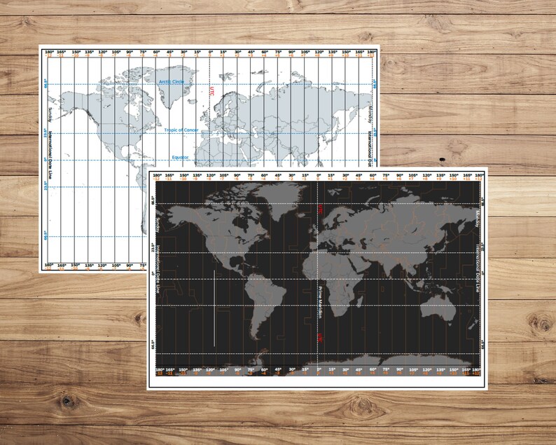 Time Zones of the World Montessori Bundle Learn Parallels and Meridians ...