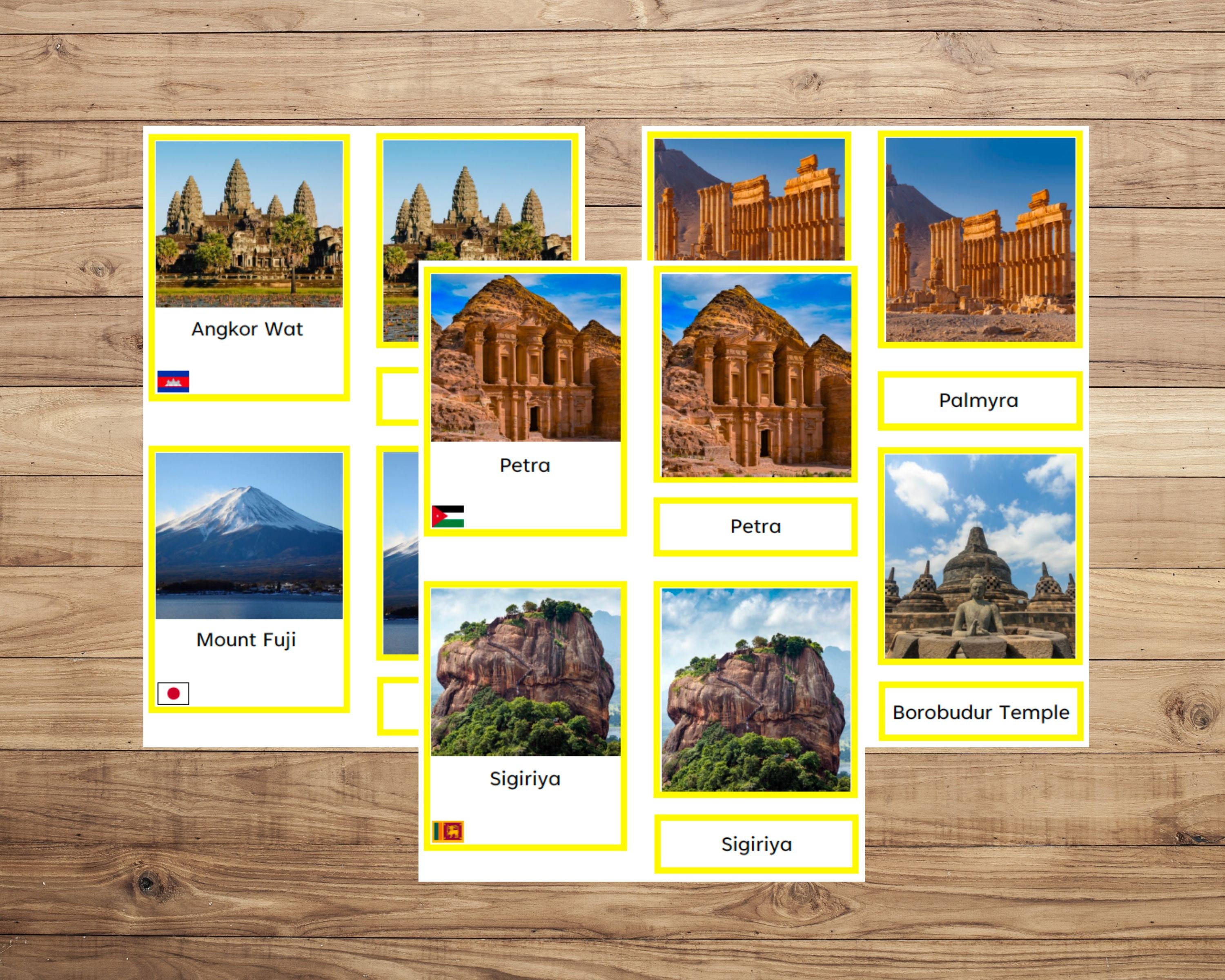 Landmarks of Asia Montessori Bundle | 21 Landmark Cards + Map Mini Flag ...
