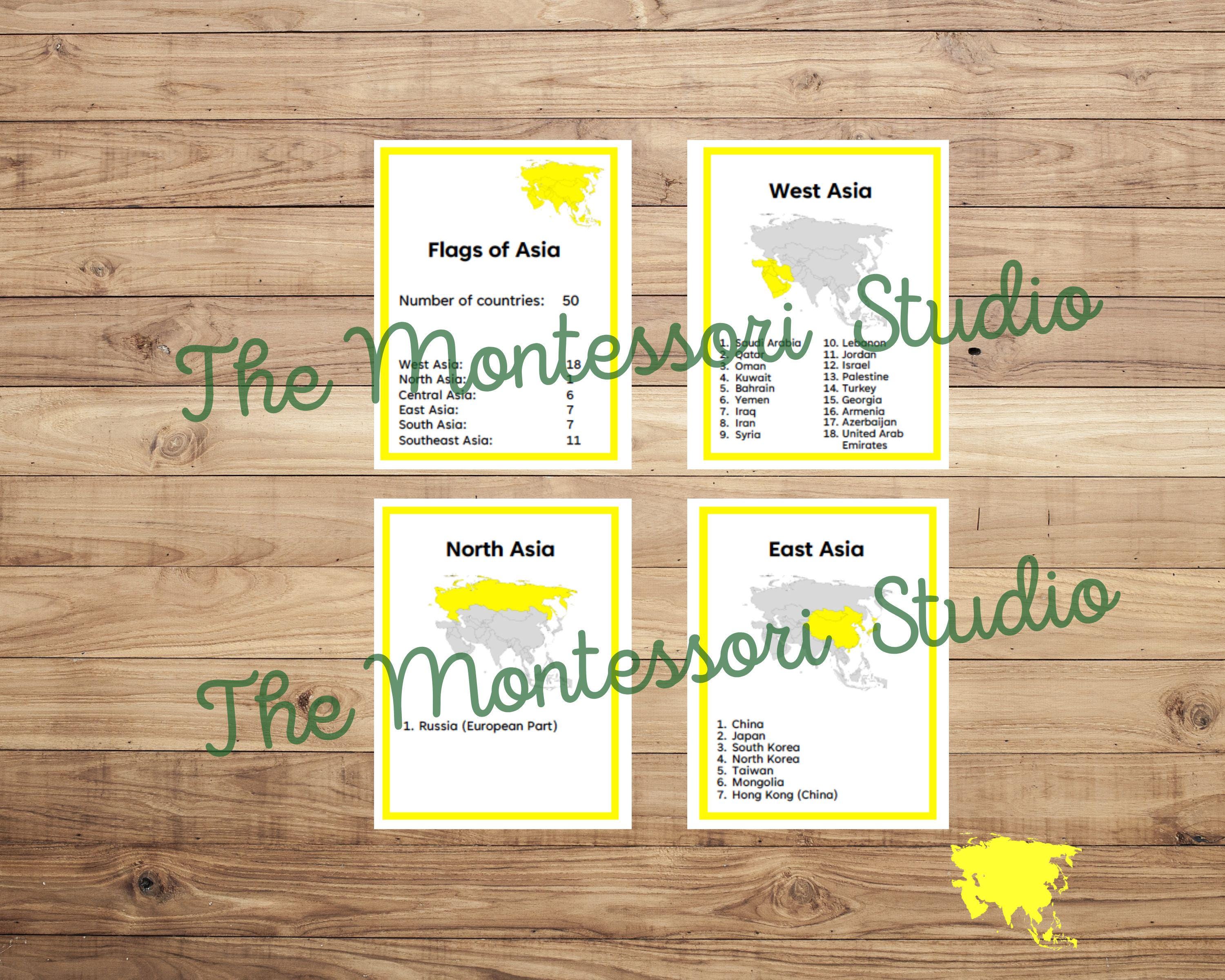 Flags of Asia | Montessori Geography | Asian Countries and Capitals - Etsy