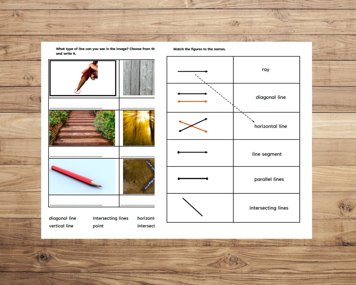 Types of Lines | Montessori Geometry Cards & Worksheets | Primary Maths ...