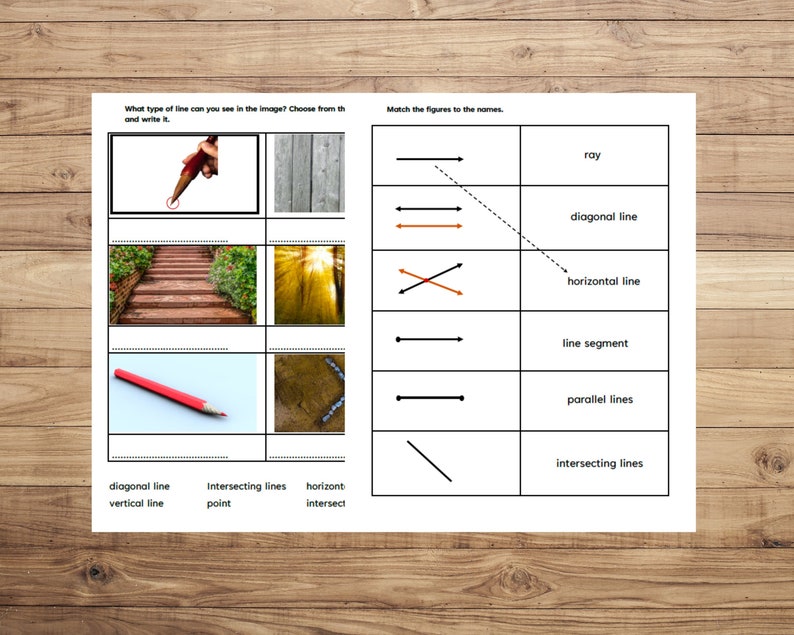Types of Lines 18 Montessori 3 Part Cards 7 Activity/worksheet Pages ...