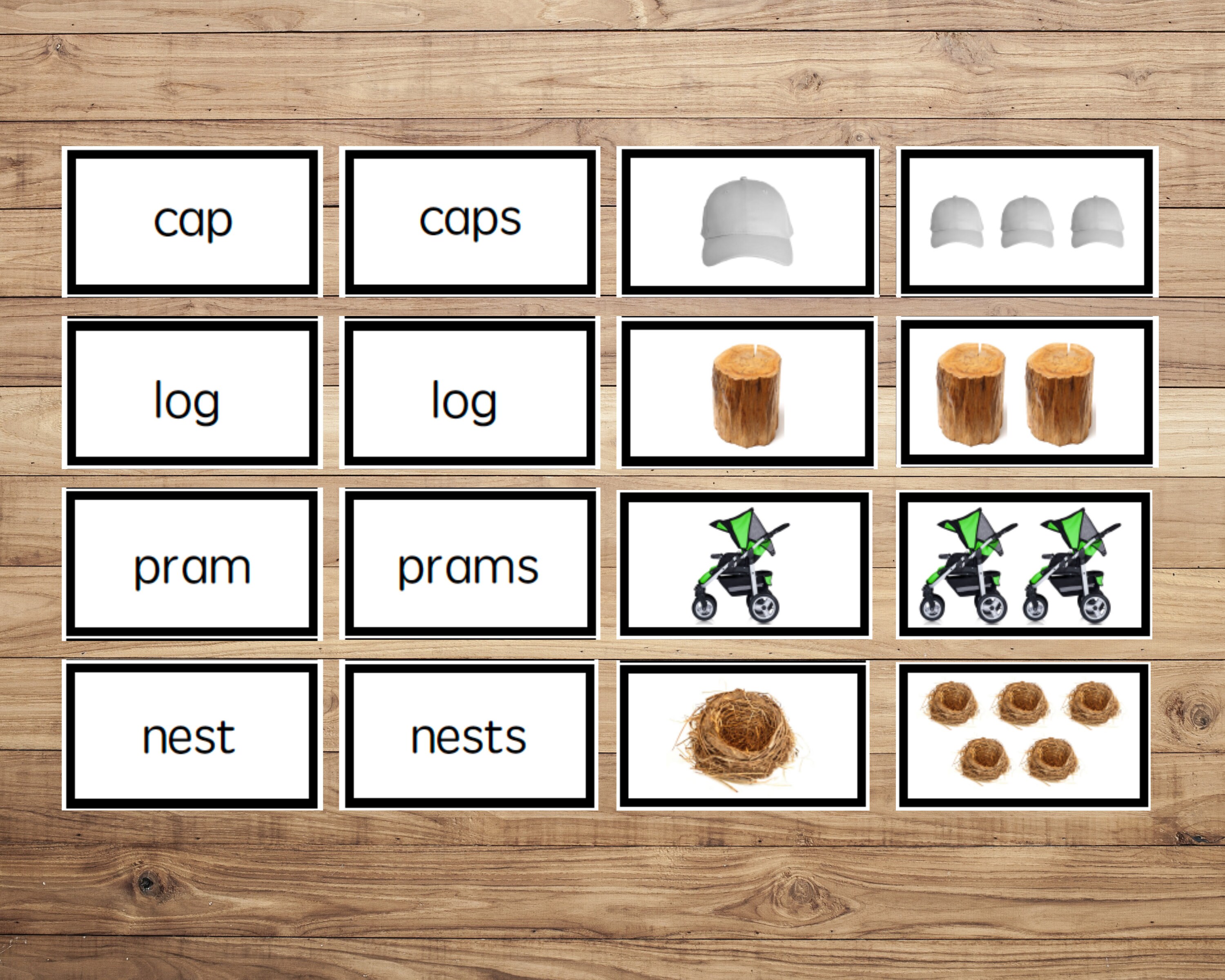 Singular and Plural Cards Set | Montessori Pink Blue Green Series for ...