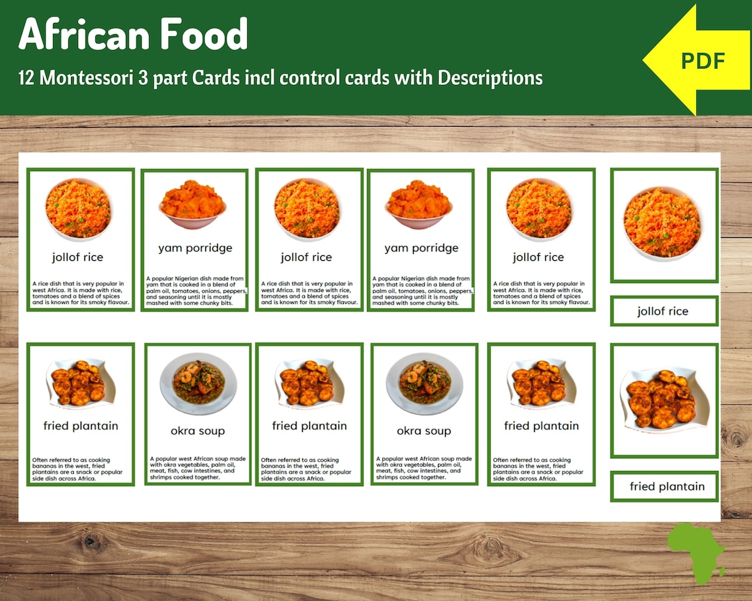African Food Montessori 3-part Cards | Foods of Africa | Geography for ...